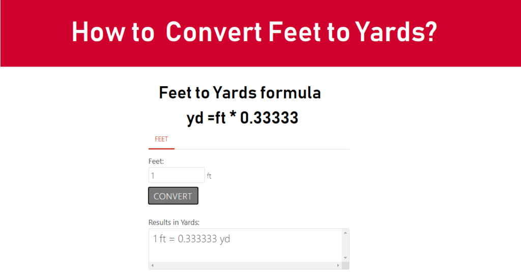 Feet To Yards Conversion 2022 