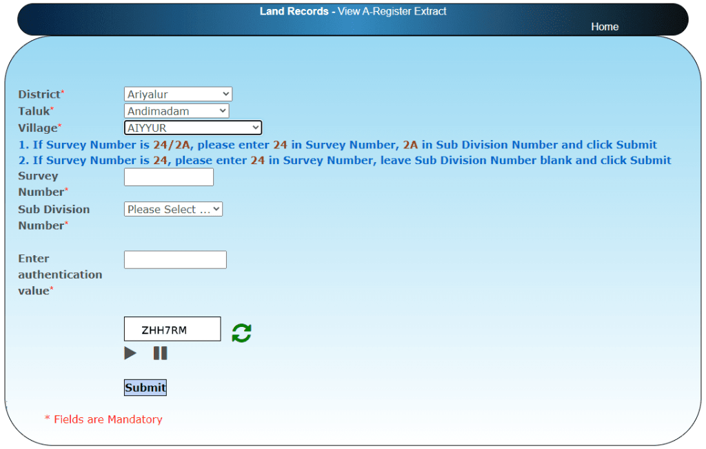 Patta Chitta 2025: Tamilnadu Land Records Online, TSLR Extract