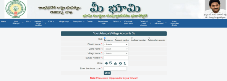 Meebhoomi AP Land Records - Adangal, 1-B, Maps & Aadhaar Linking