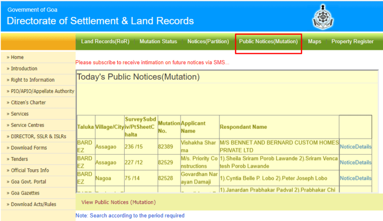 Goa Land Records - Property Ownership & Survey Number Search