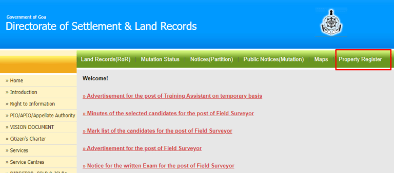 Goa Land Records - Property Ownership & Survey Number Search